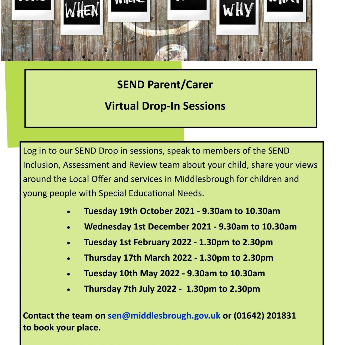 Priory Woods School & Arts College - SEND Virtual Drop In Sessions